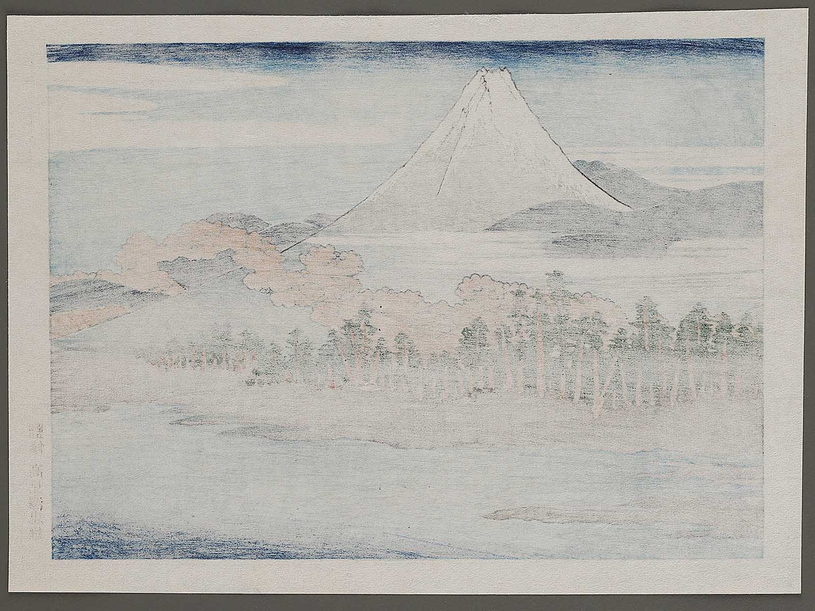 Mt. Fuji scenery at Senbon Matsubara in Numazu from the series Hokusai ...